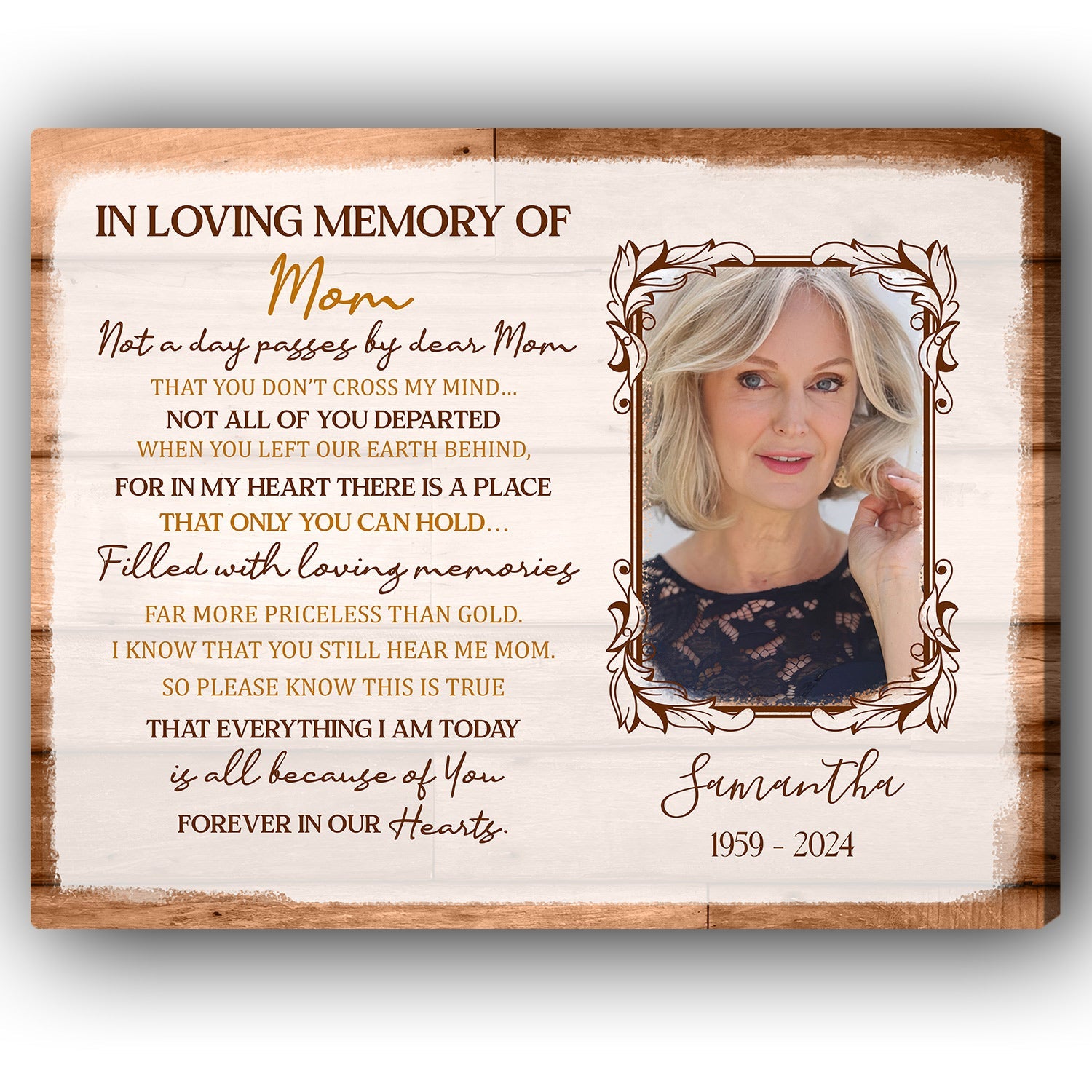 In Loving Memory Of Mom - Personalized gift For Mom - Custom Canvas Pr ...