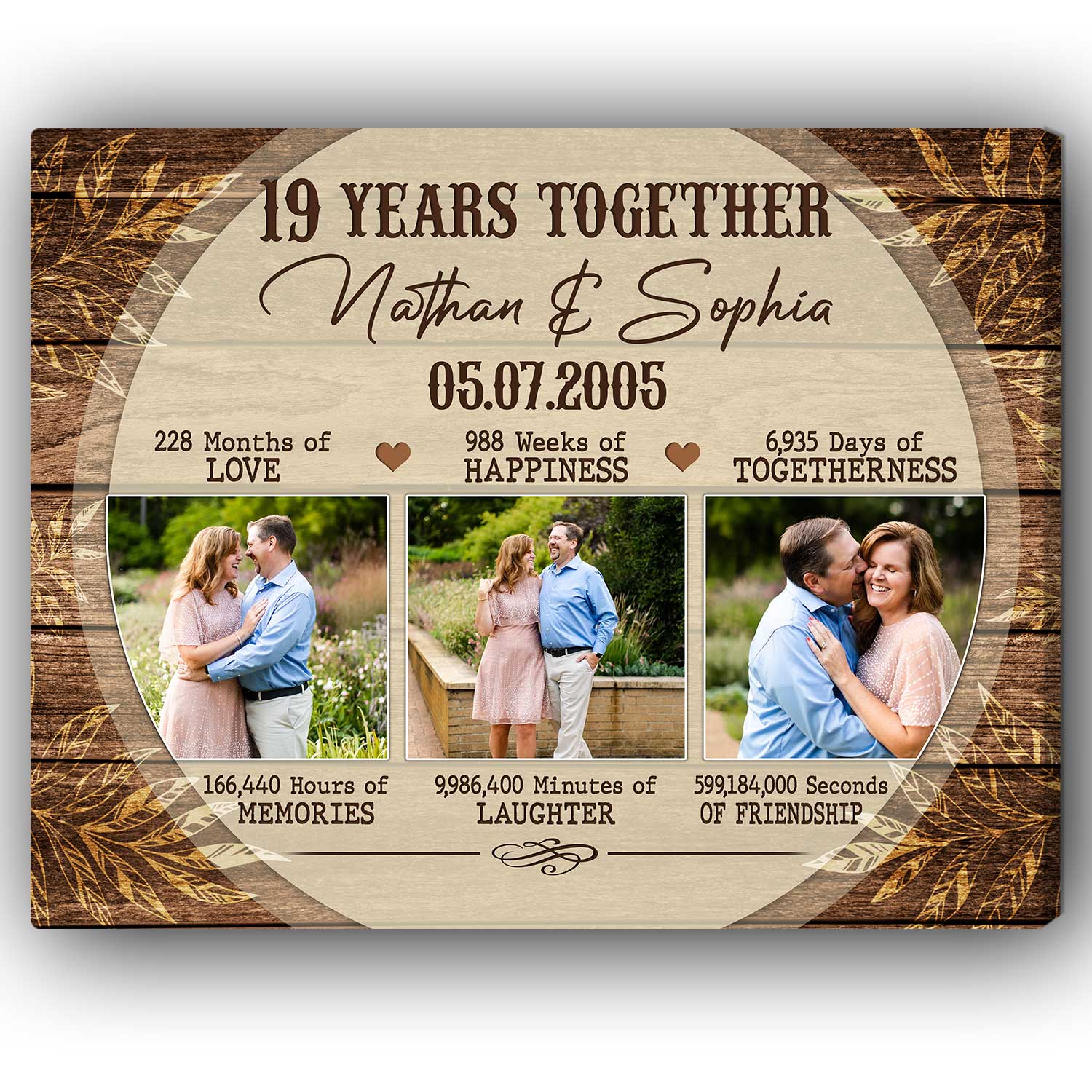 19 Years Together - Personalized 19 Year Anniversary gift For Husband ...