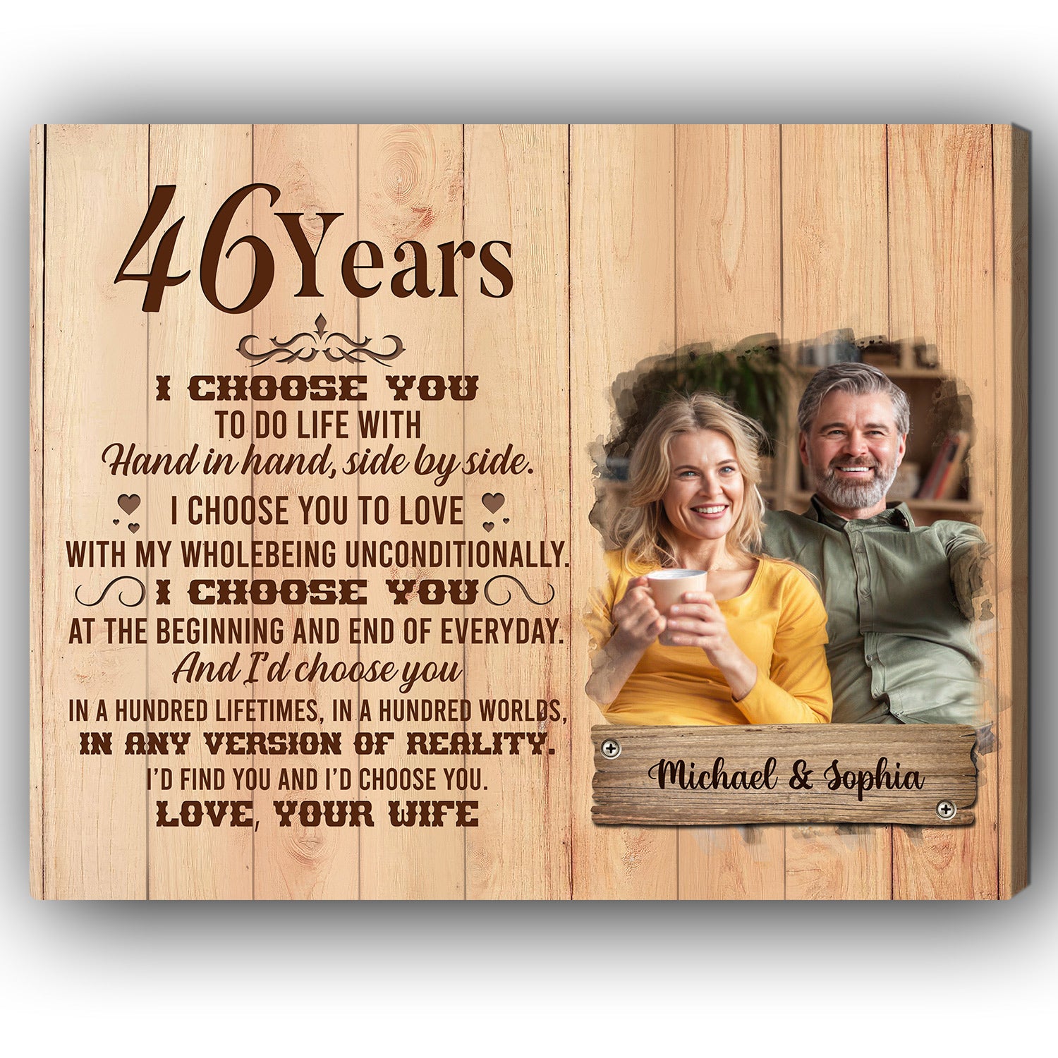 46 Years - Personalized 46 Year Anniversary gift Husband or Wife - Cus ...
