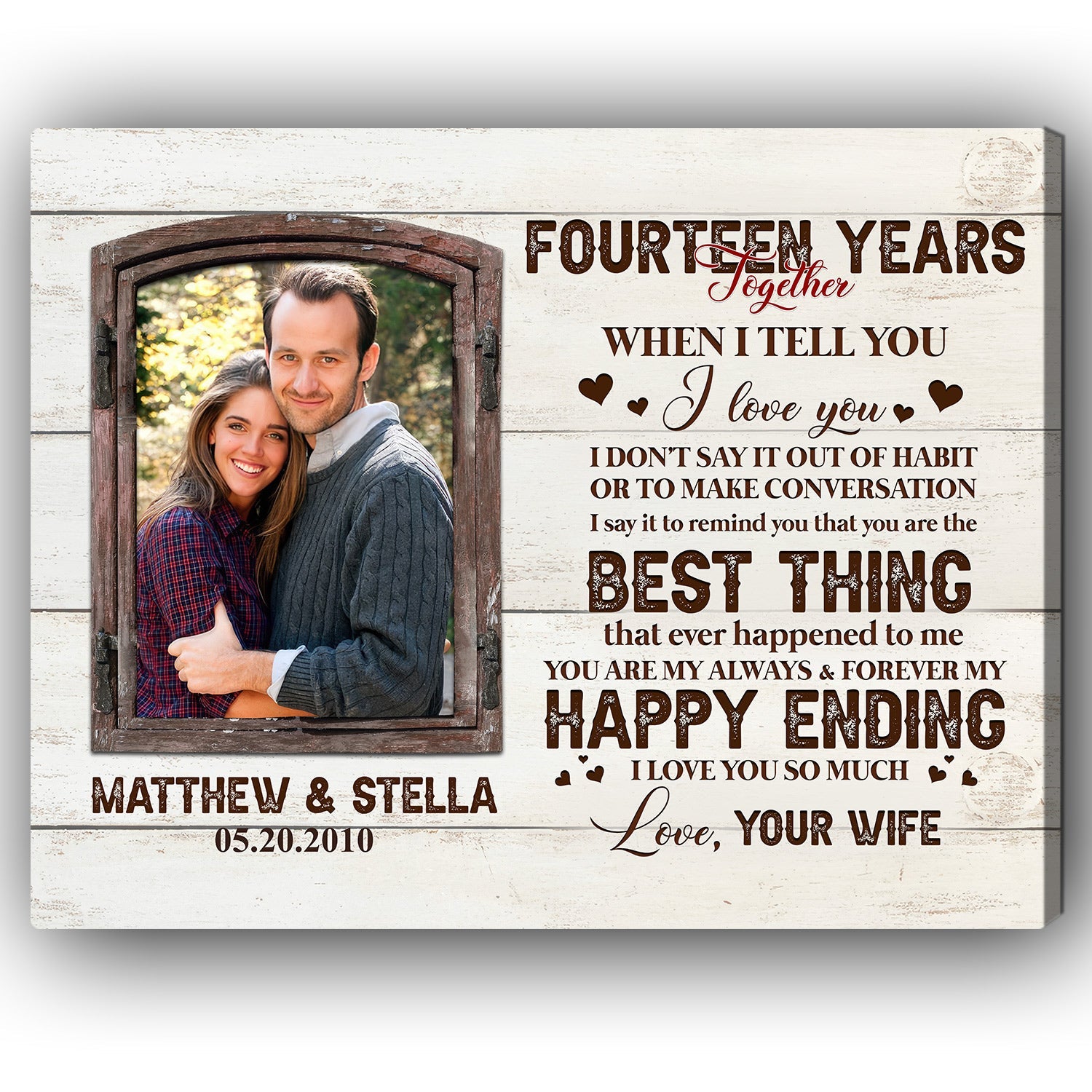 Fourteen Years Together - Personalized 14 Year Anniversary gift For Hu ...