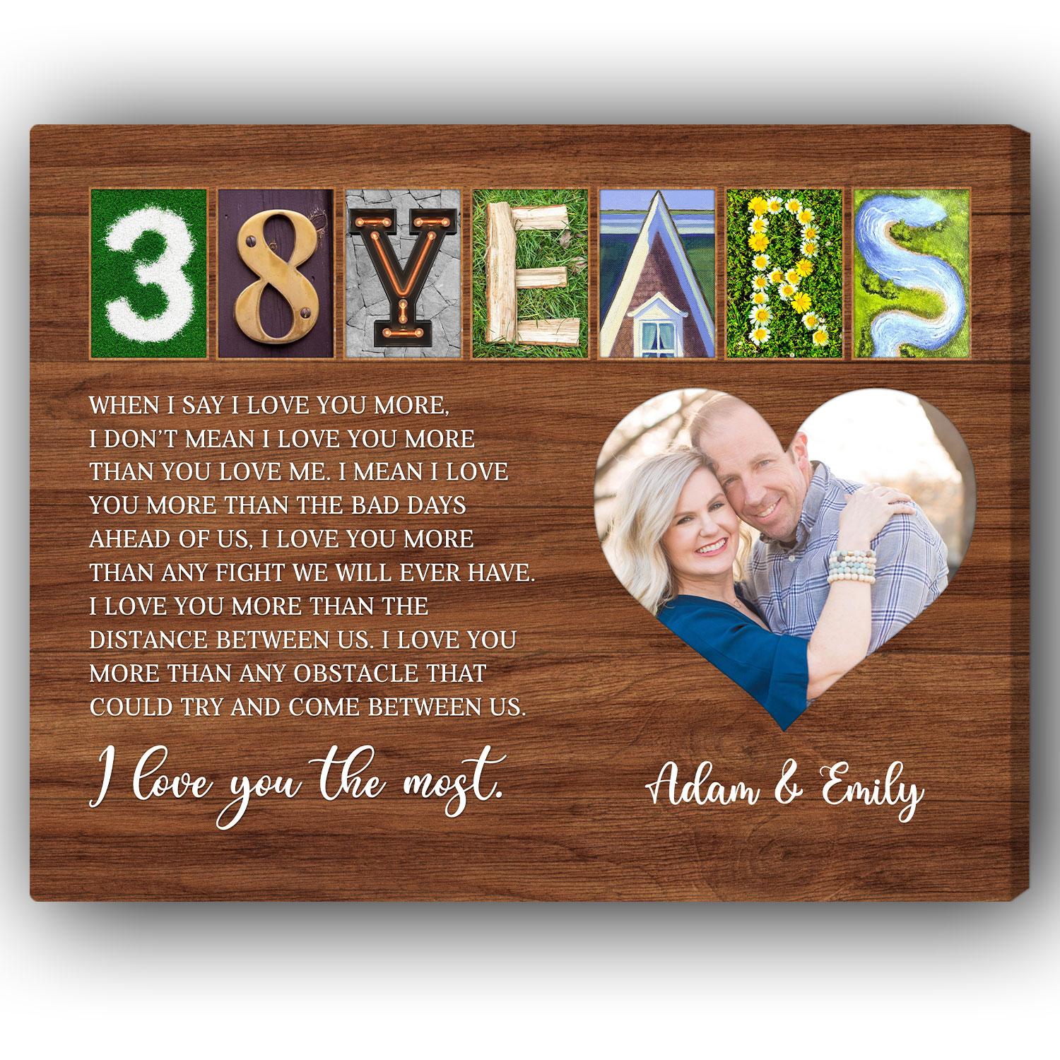 38 Years - Personalized 38 Year Anniversary gift For Husband or Wife ...