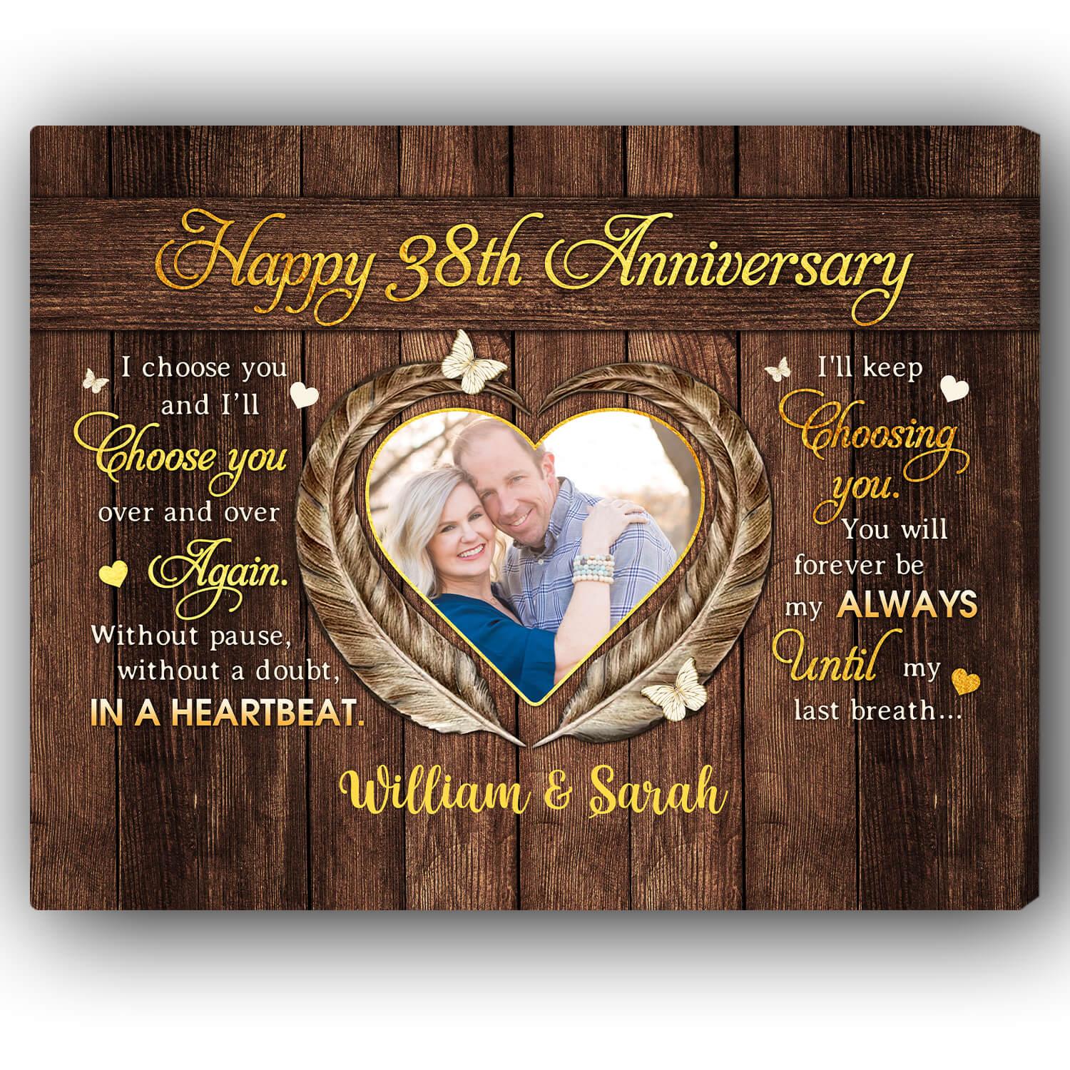 Happy 38th Anniversary - Personalized 38 Year Anniversary gift For Hus ...