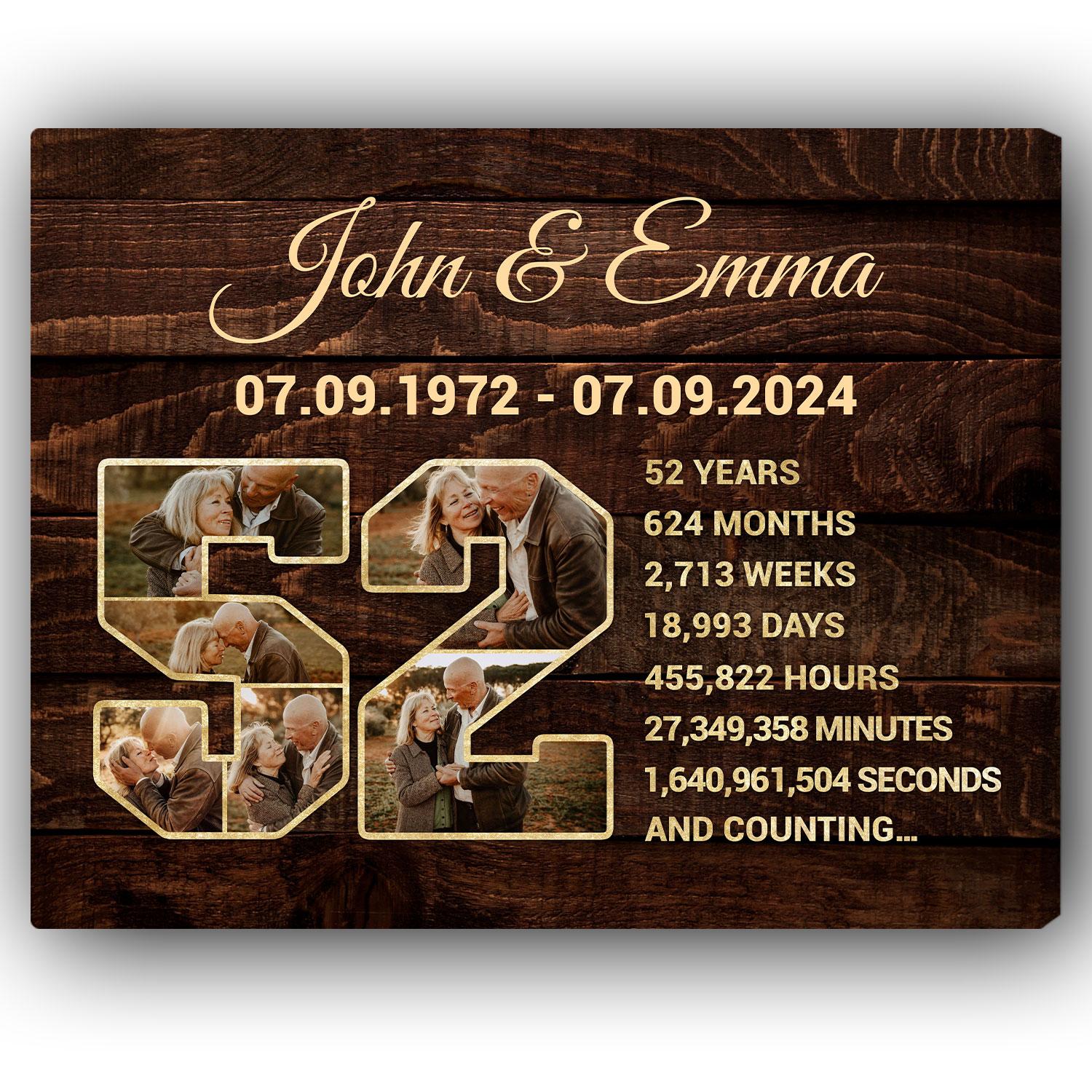 52nd Wedding Anniversary Present Photo Collage - Personalized 52 Year ...