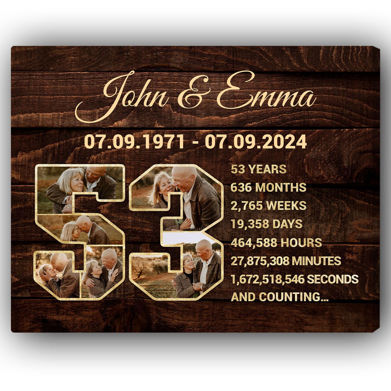 53rd Wedding Anniversary Present Photo Collage - Personalized 53 Year ...