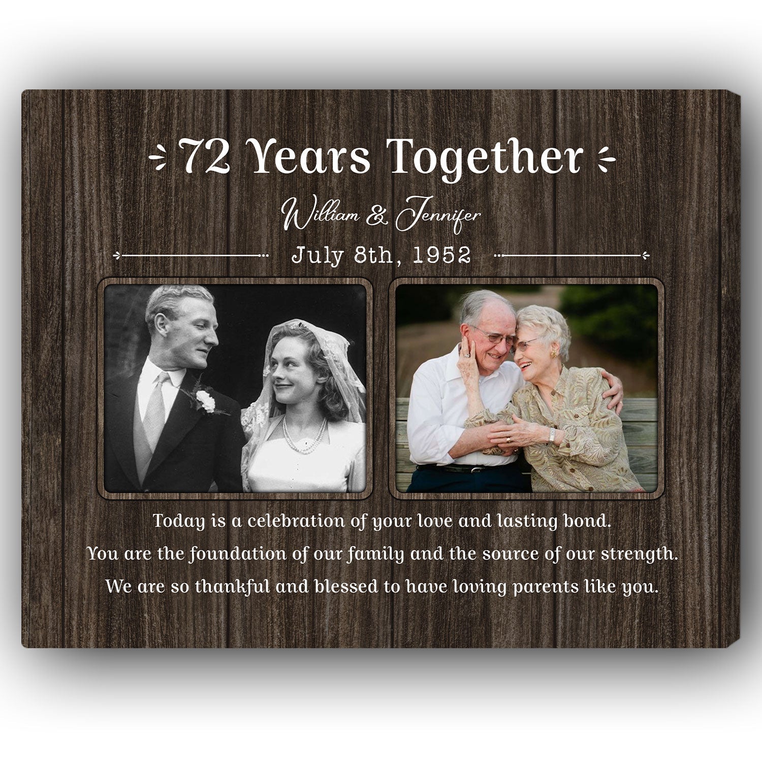 72 Years Together - Personalized 72 Year Anniversary gift For Parents ...