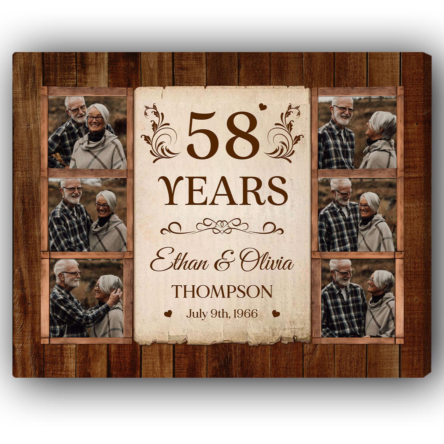 58th Wedding Anniversary - Personalized 58 Year Anniversary gift For P ...