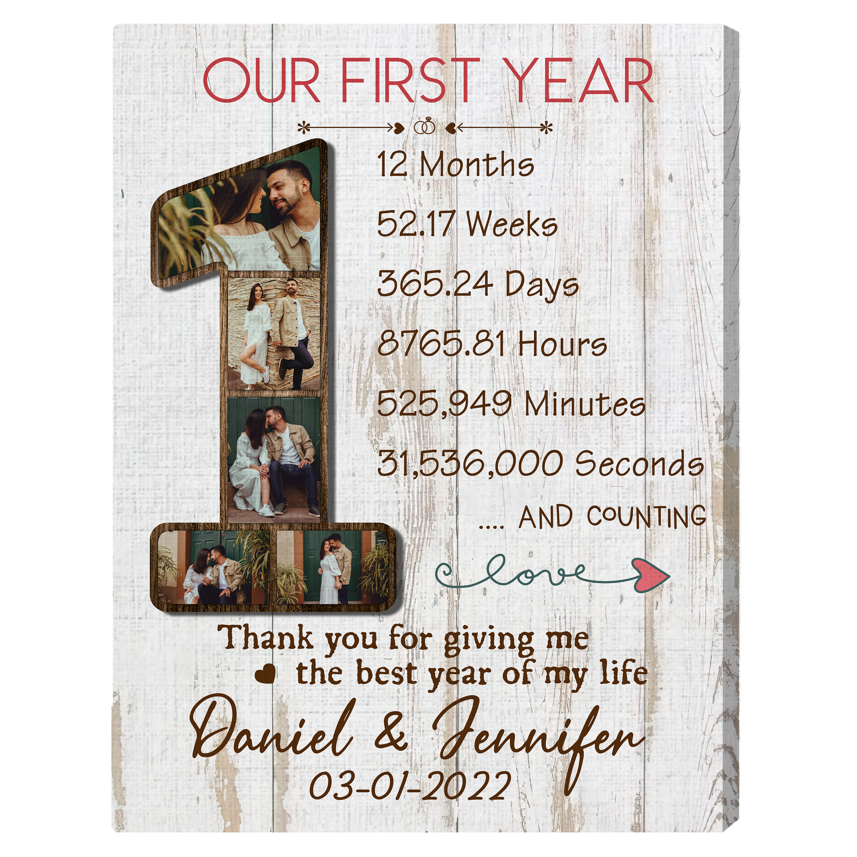 Our First Year Photo Collage - Personalized Wedding Anniversary Gift F ...
