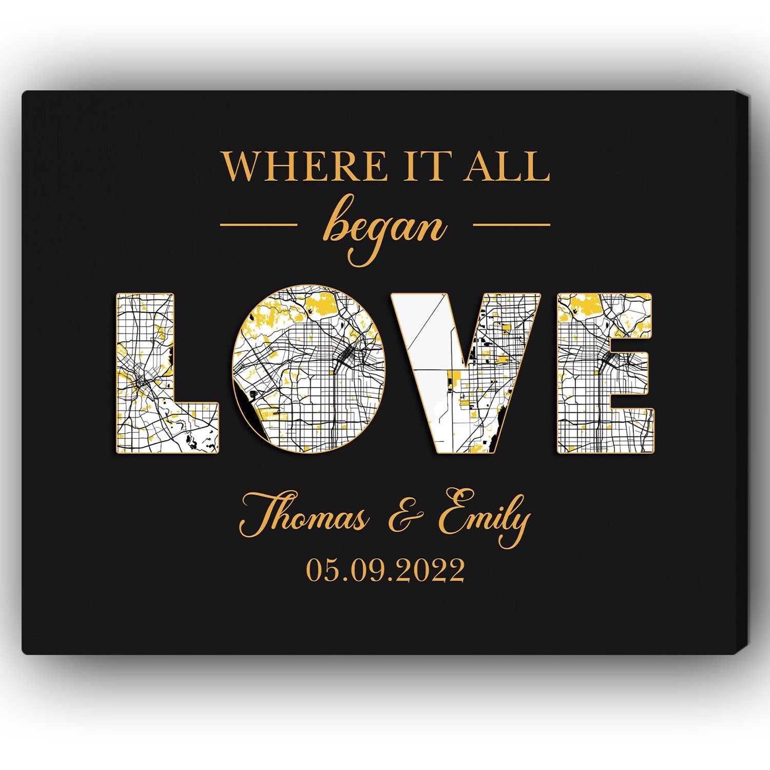 Love Map of First Date - Where It All Began - Personalized Anniversary ...