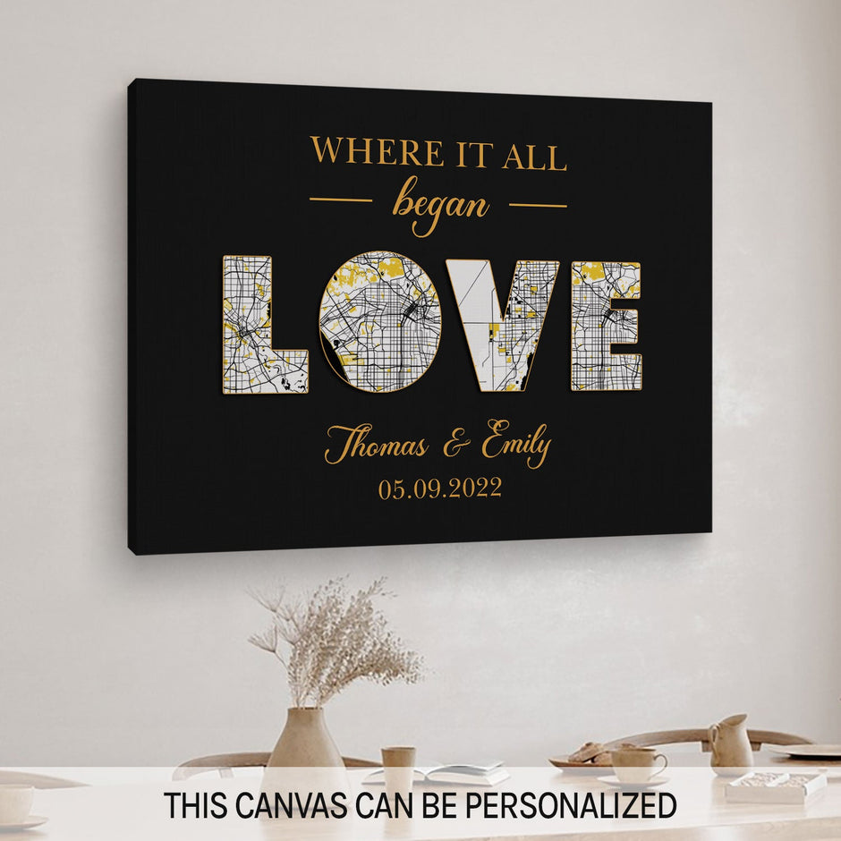 Where It All Began: Our First Date Custom Map Gifts – My Mindful Gifts